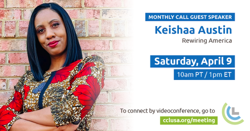 April Monthly Actions & Meeting W/ Keishaa Austin, Rewiring America ...