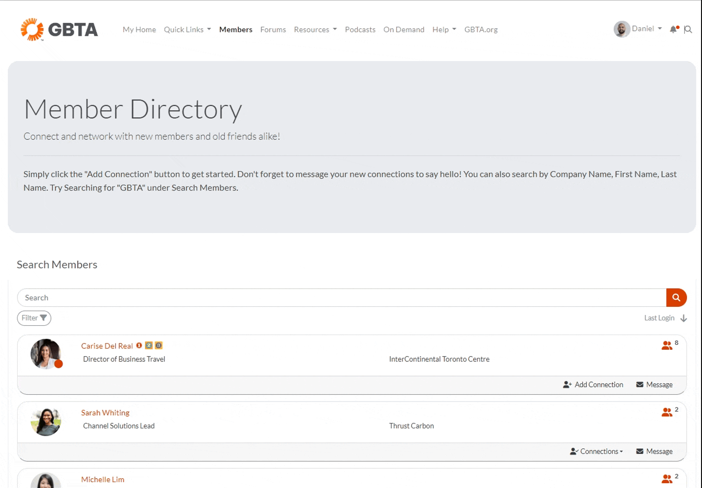 Directory and Events — Connect with Colleagues - GBTA Hub